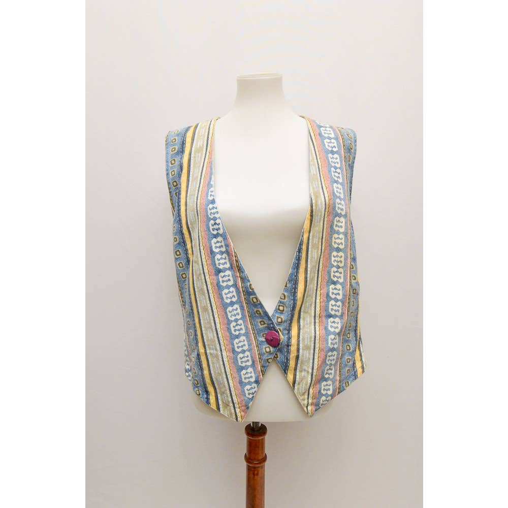 Vintage Stampede womens vest western cream blue 1X 80s – Vintoovy.com